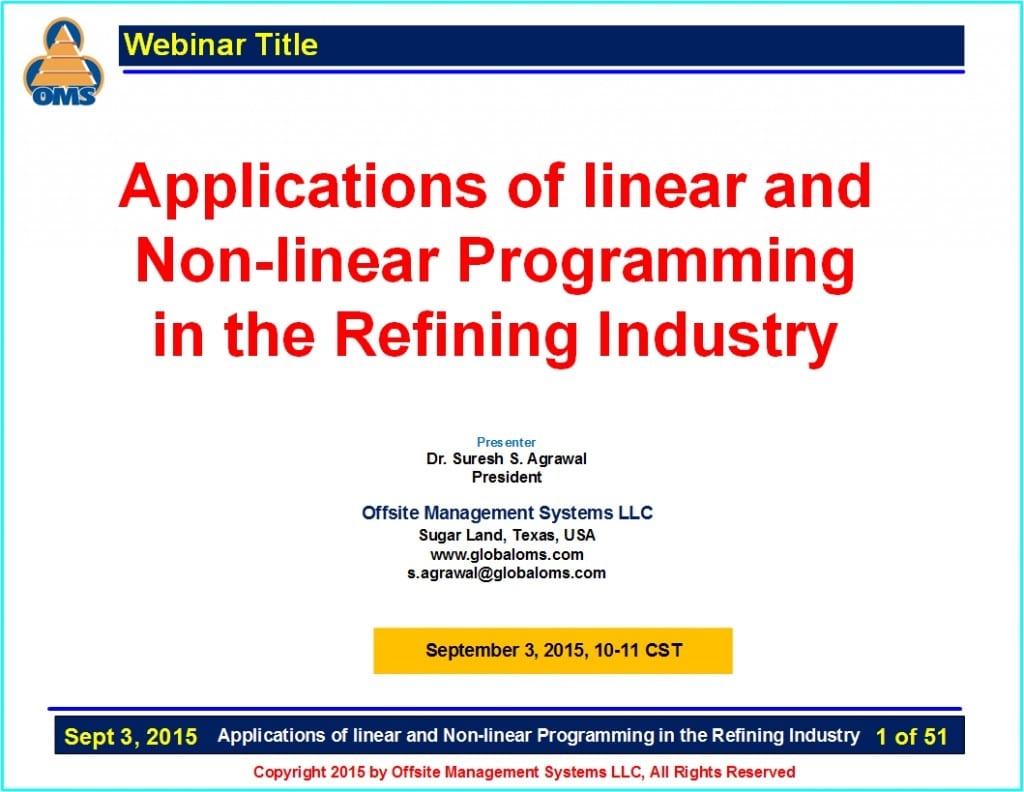 OMS-W08 Applications of linear and Non-linear Programming in the ...